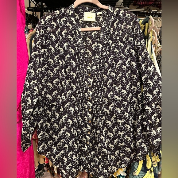 Maeve | Tops | Maeve Black And Cream Patterned Blouse | Poshmark